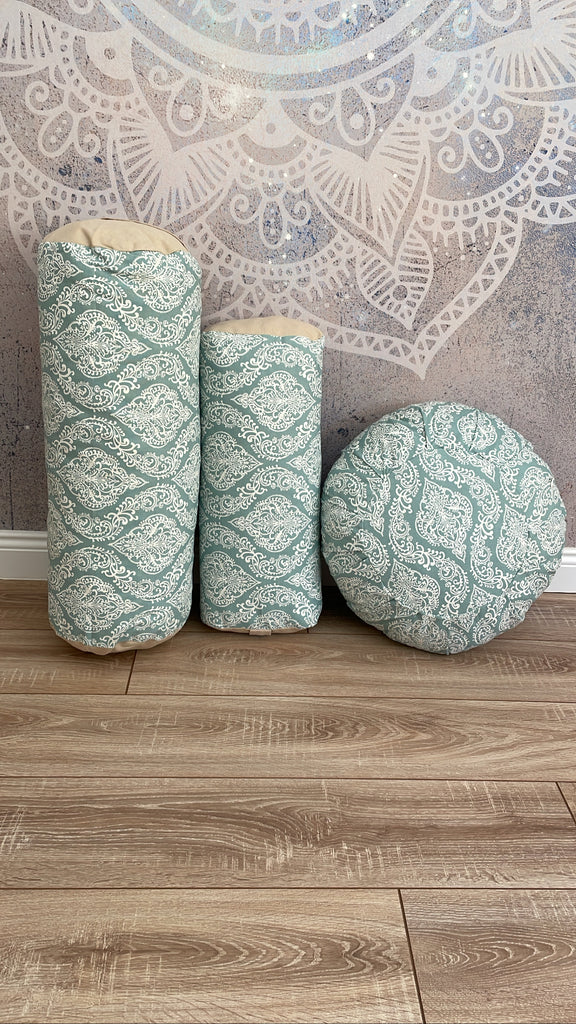 Ethnic Bolster - Aqua Green - Beige – Yogazero